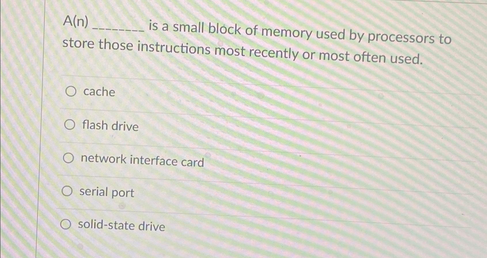 Solved A(n) ﻿is a small block of memory used by processors | Chegg.com