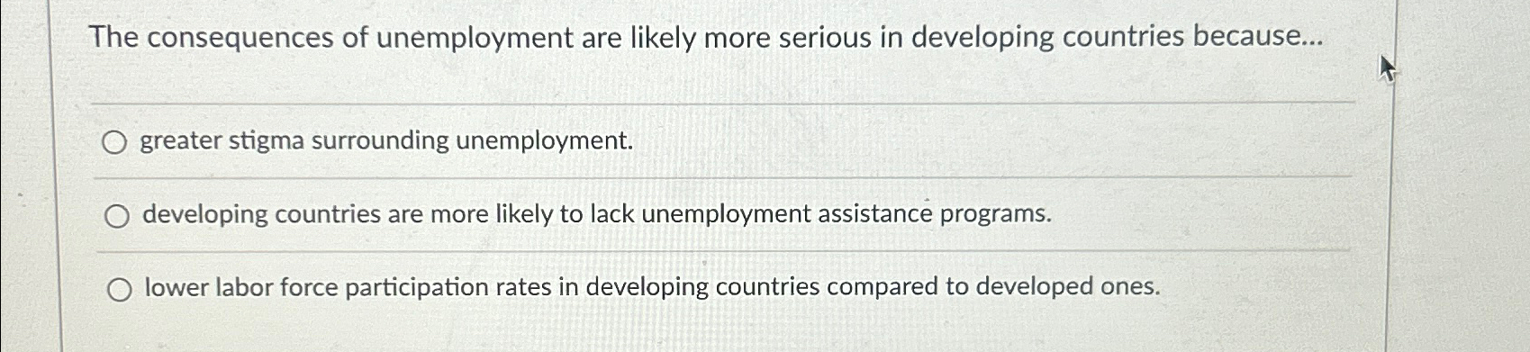 Solved The consequences of unemployment are likely more | Chegg.com
