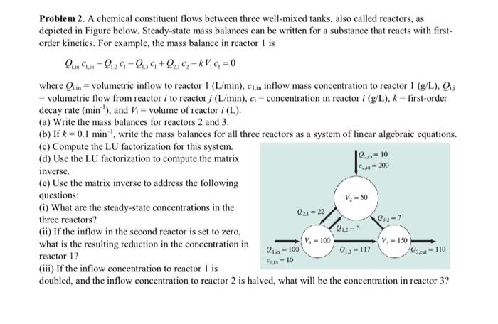 Solved Problem 2. A chemical constituent flows between three | Chegg.com