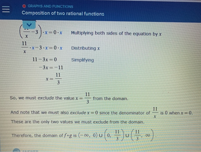 Solved Composition Of Two Rational Functions Finding Domain