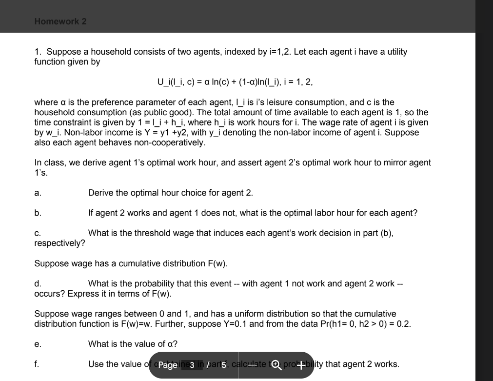 Solved Suppose a household consists of two agents, indexed | Chegg.com