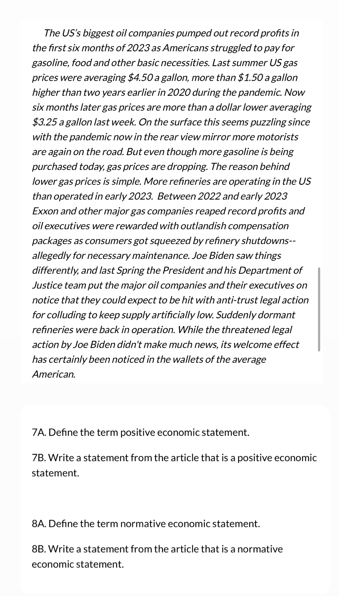 Solved The US's biggest oil companies pumped out record | Chegg.com