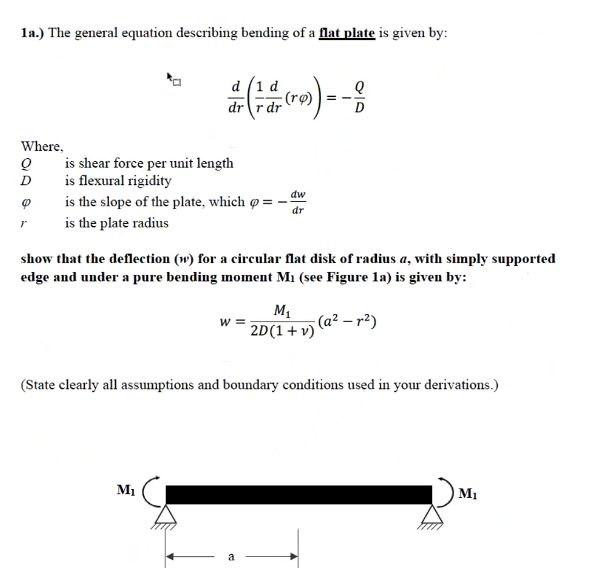 Solved 1a.) The general equation describing bending of a | Chegg.com