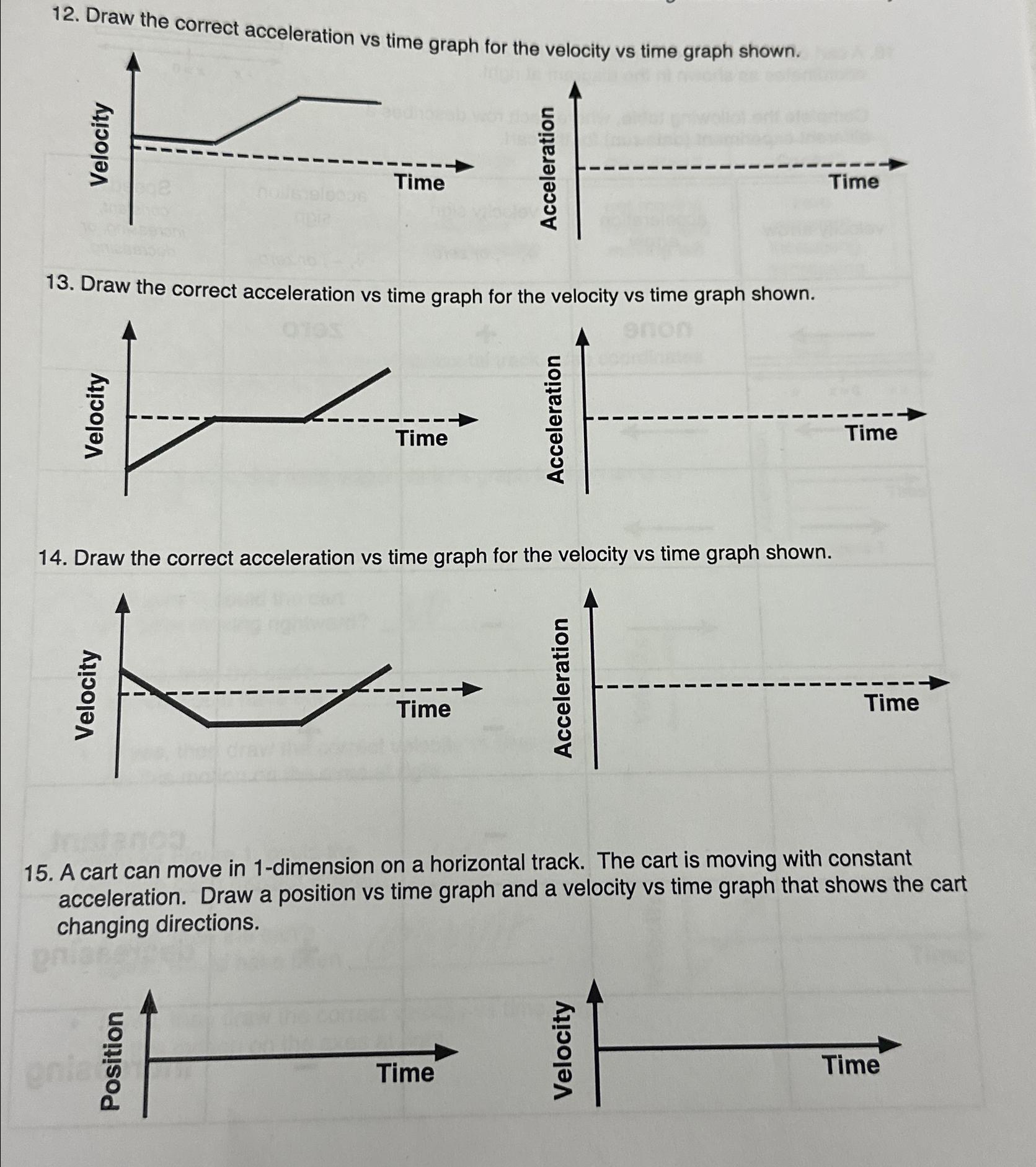 Solved Draw the correct acceleration vs time graph for the | Chegg.com