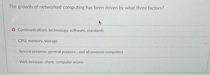 Solved The growth of networked computing has been driven by | Chegg.com