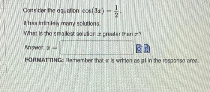 Solved 1 Consider the equation cos(32) 2 It has infinitely | Chegg.com