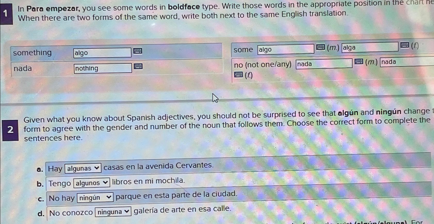 Solved 1In Para empezar, you see some words in boldface | Chegg.com