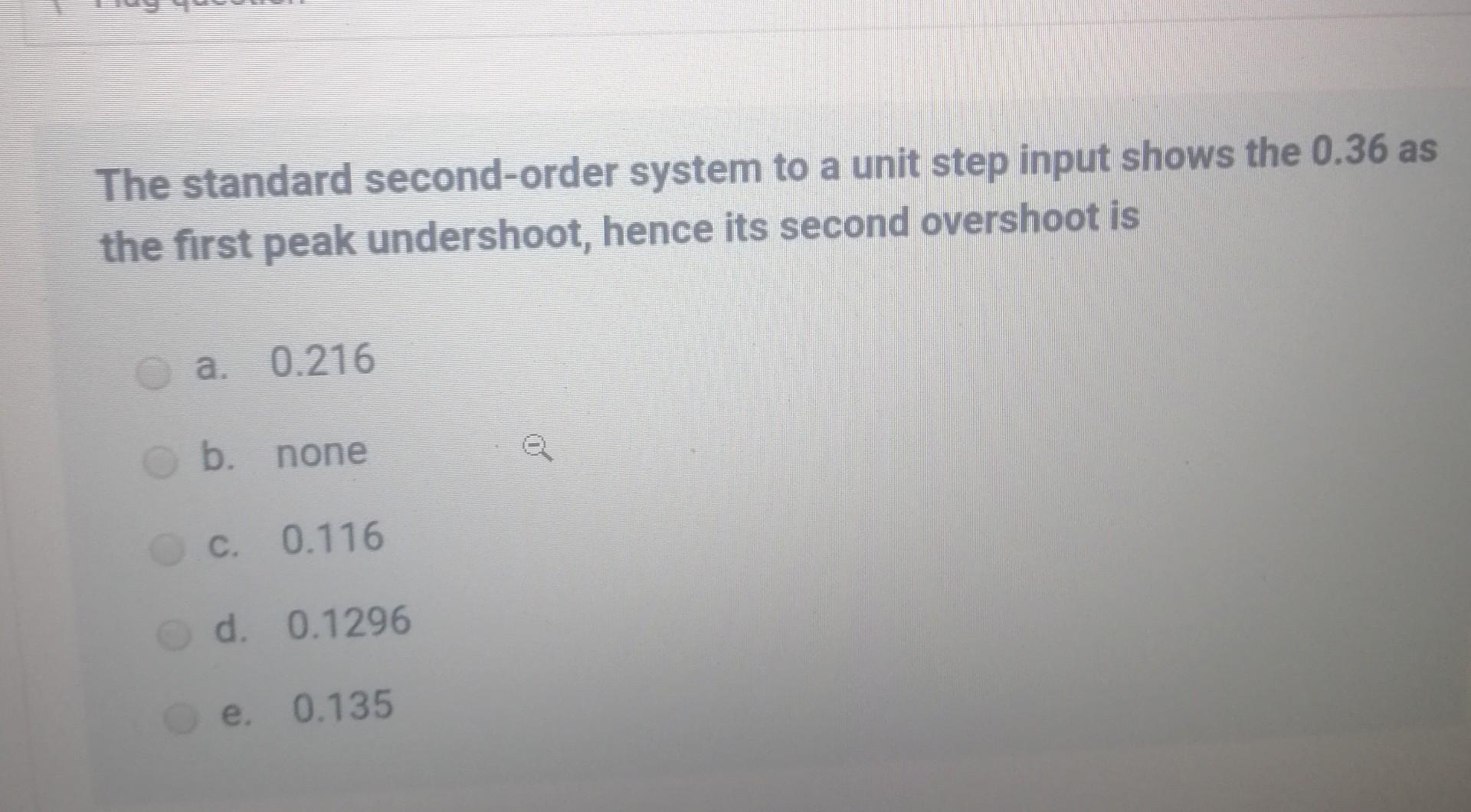 Solved The standard second-order system to a unit step input | Chegg.com