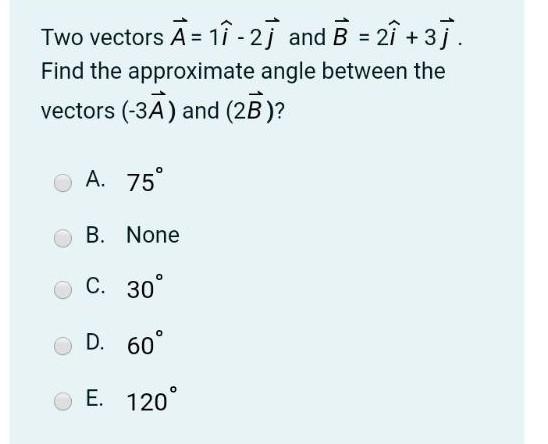 Solved Two vectors Ā= 1-2and = 2 + 3j. Find the approximate | Chegg.com