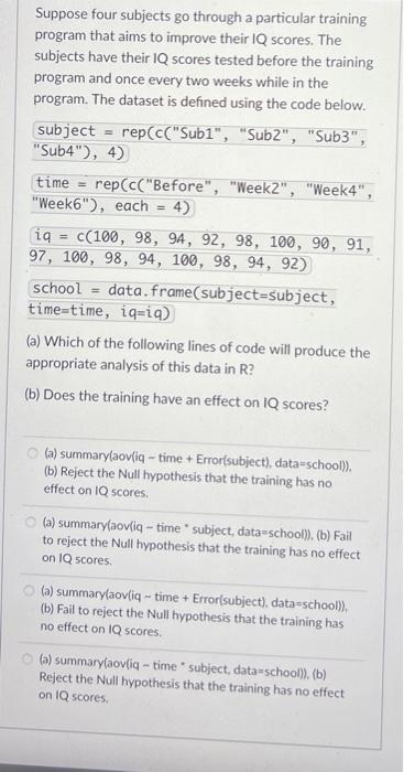 Solved Suppose four subjects go through a particular | Chegg.com