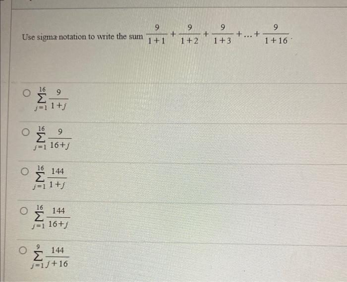 Solved Use sigma notation to write the sum | Chegg.com