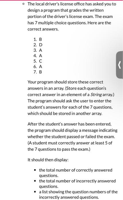 Solved o The local driver's license office has asked you to | Chegg.com