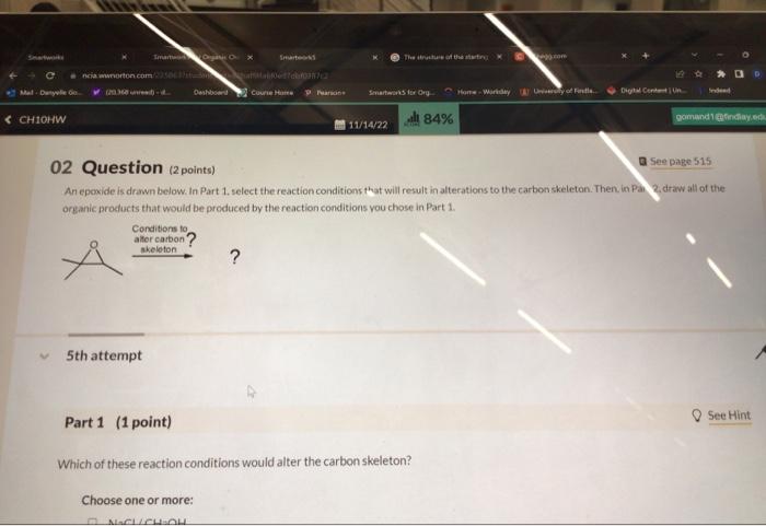 02 Question (2 points) An epoxide is drawn below In | Chegg.com