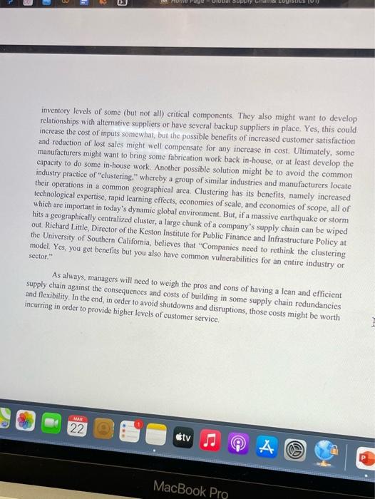 Solved SP22 Lean supply chains in the automotive industry | Chegg.com
