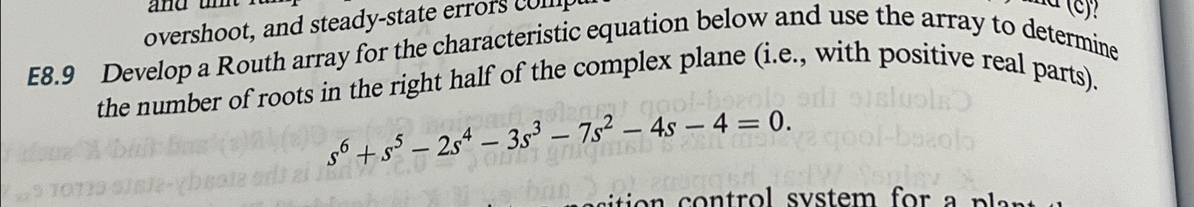 Solved overshoot, and steady-state erraracteristic equation | Chegg.com