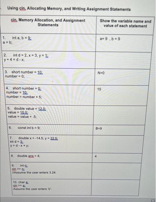 Solved Using sin, Allocating Memory, and Writing Assignment | Chegg.com