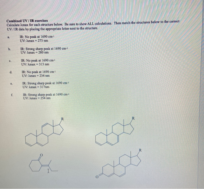 Solved Combined UV/IR exercises Calculate ,max for each | Chegg.com