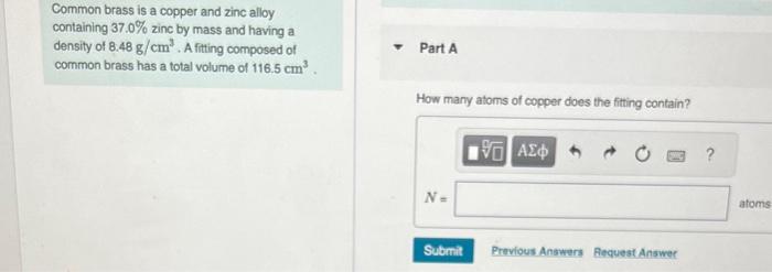 Solved Common brass is a copper and zinc alloy. containing | Chegg.com