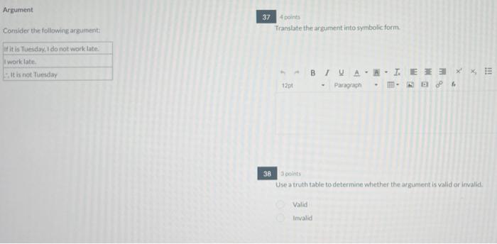 Argument 37 4 pointi Consider the following argument: | Chegg.com