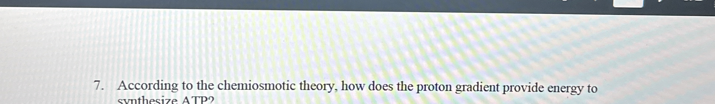 Solved According to the chemiosmotic theory, how does the | Chegg.com