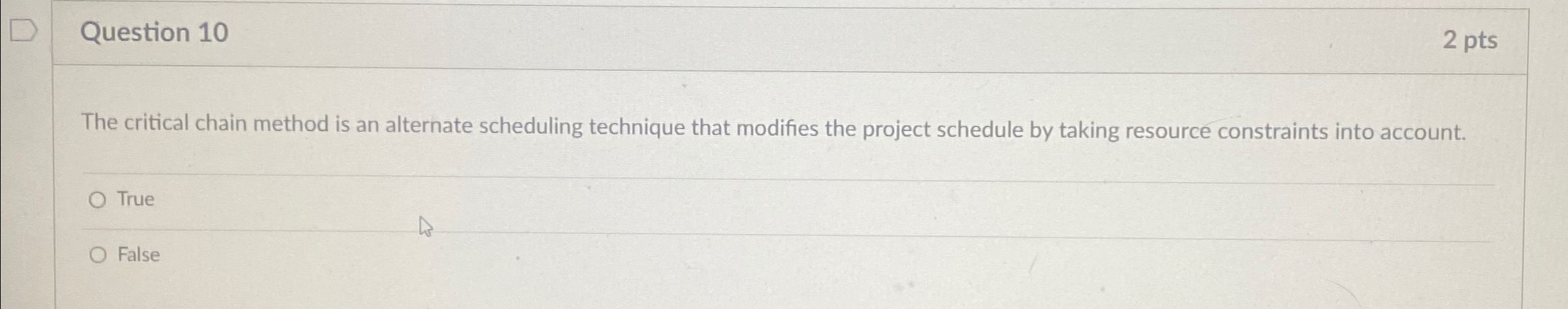 Solved Question 102 ﻿ptsThe critical chain method is an | Chegg.com