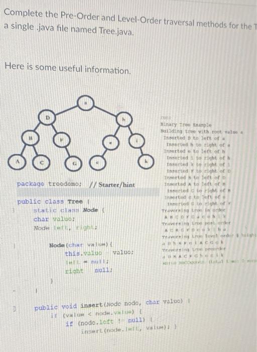 Solved Complete the Pre-Order and Level-Order traversal | Chegg.com