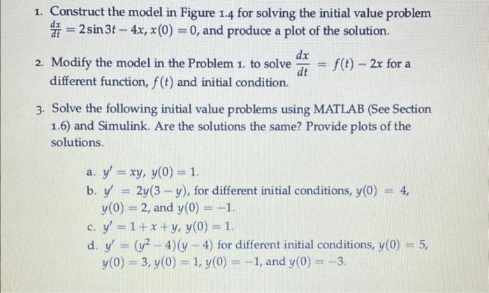 Solved 1. Construct the model in Figure 1.4 for solving the | Chegg.com
