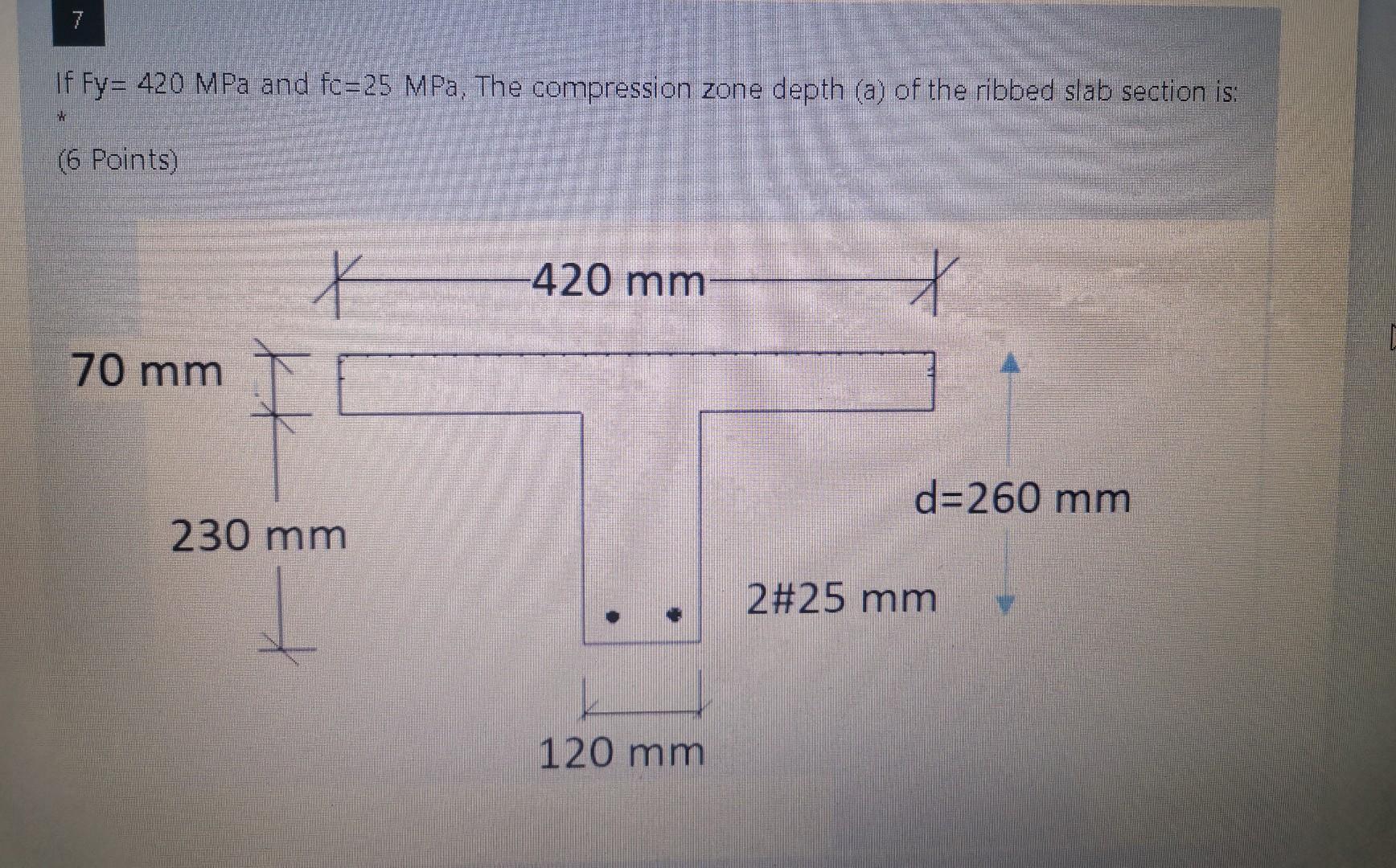 Solved 7 If Fy= 420 MPa and fc=25 MPa, The compression zone | Chegg.com