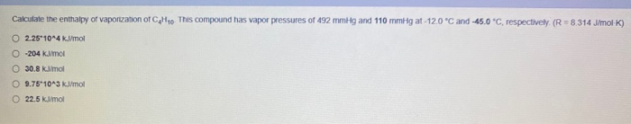 Solved Knowing that Hvap for water is 40.7 kJ/mol, calculate | Chegg.com