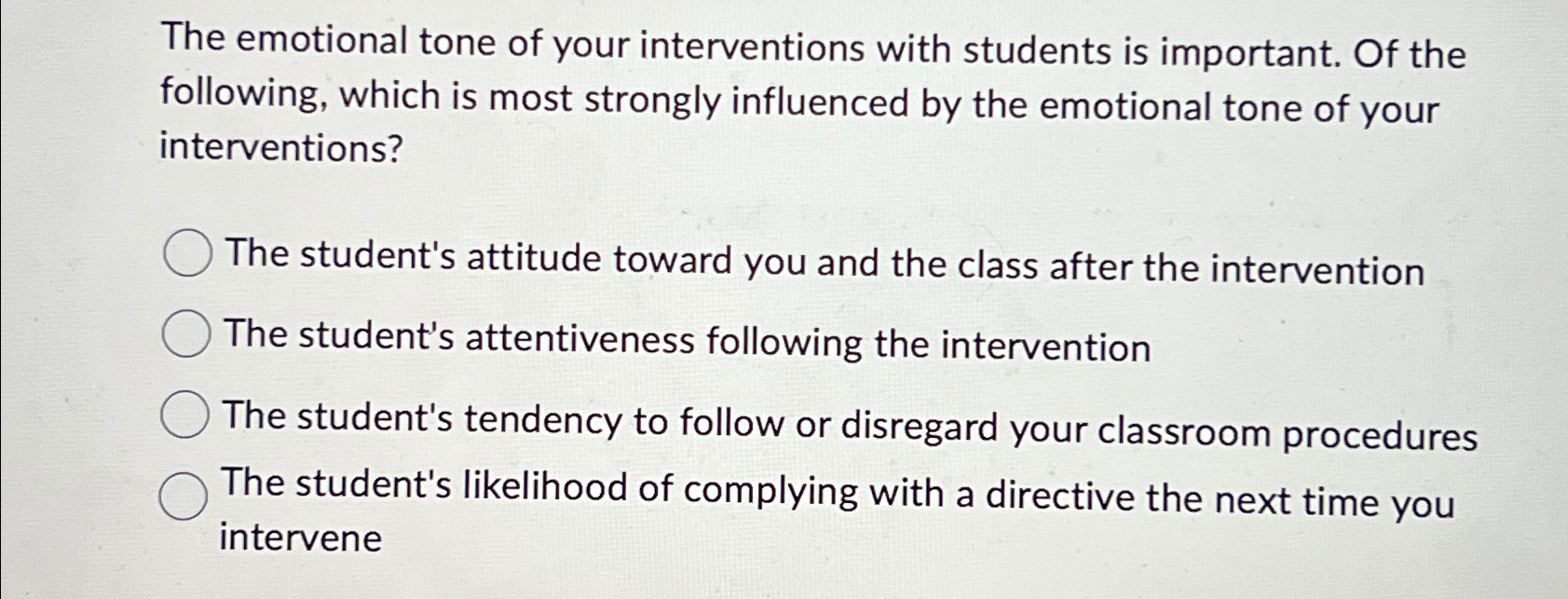 Solved The emotional tone of your interventions with | Chegg.com