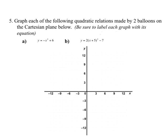 Solved 5. Graph each of the following quadratic relations | Chegg.com