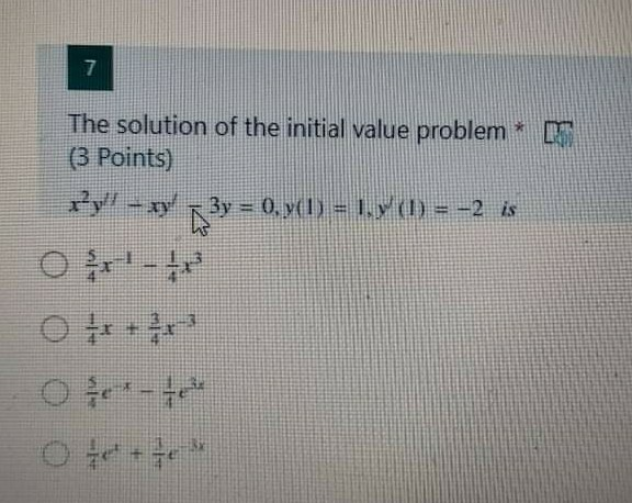 Solved 7 The solution of the initial value problem* m. (3 | Chegg.com