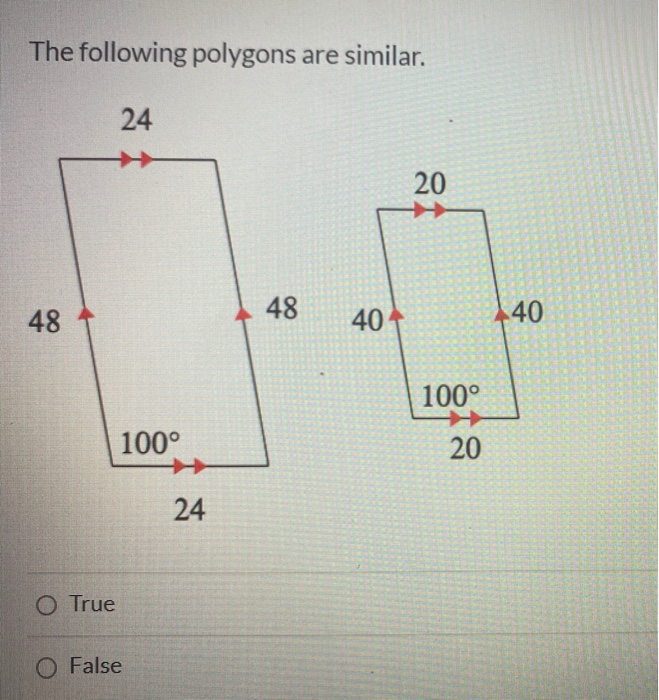 Solved The following polygons are similar. 24 20 48 48 40 40 | Chegg.com
