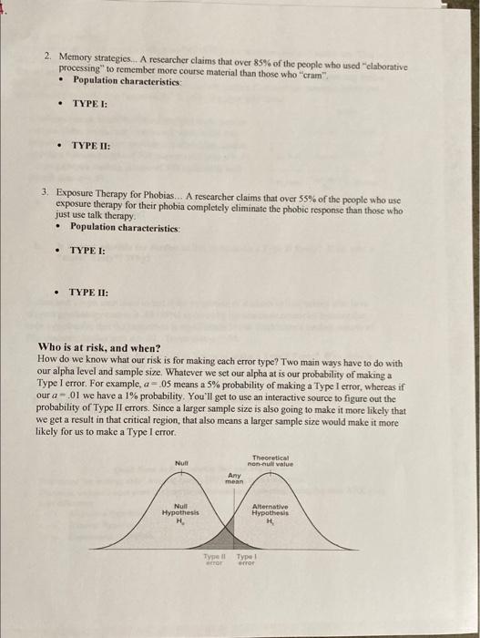 Solved Interpreting Type I/Type II Errors Worksheet Wait, we | Chegg.com