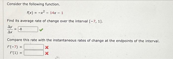 Solved Consider the following function. f(x) = -x² - 14x – 1 | Chegg.com