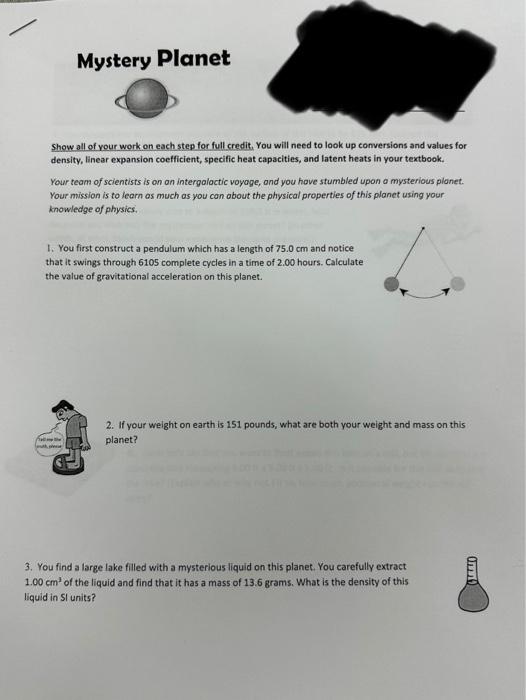 Solved Mystery Planet Show all of your work on each step for | Chegg.com