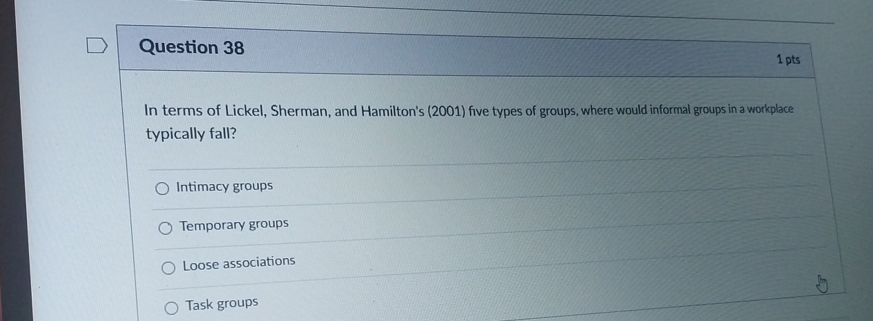 Solved Question 381 ﻿ptsIn terms of Lickel, Sherman, and | Chegg.com