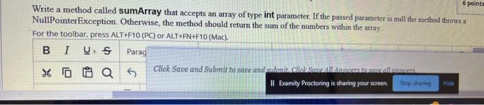 Solved Write A Method Called Sumarray That Accepts An Array
