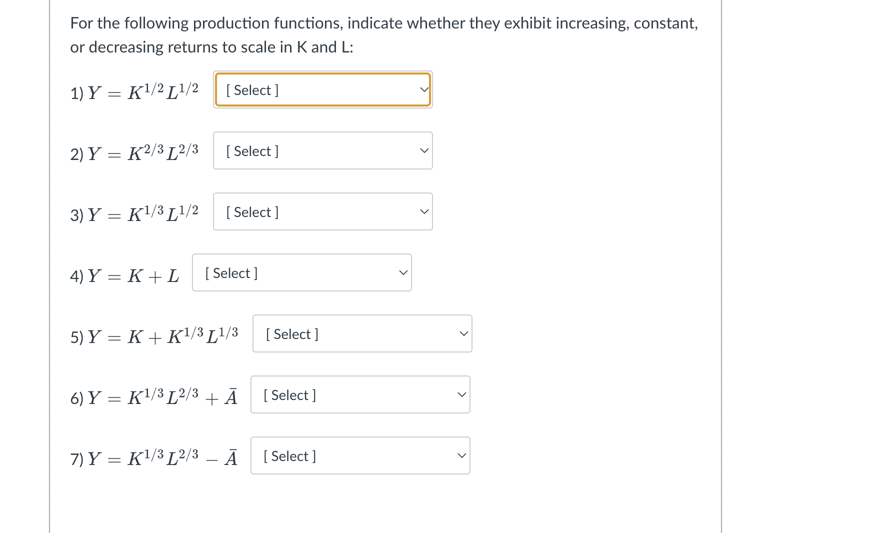 Solved For the following production functions, indicate | Chegg.com