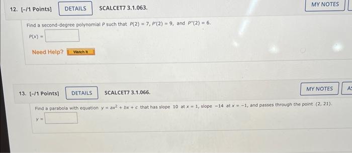 Solved Find a second-degree polynomial P such that | Chegg.com