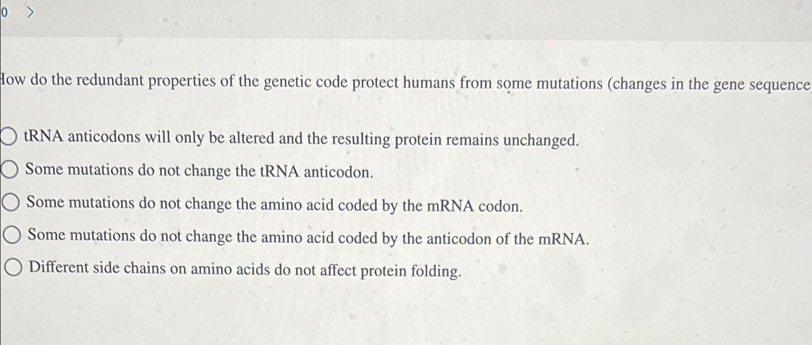 Solved How do the redundant properties of the genetic code | Chegg.com