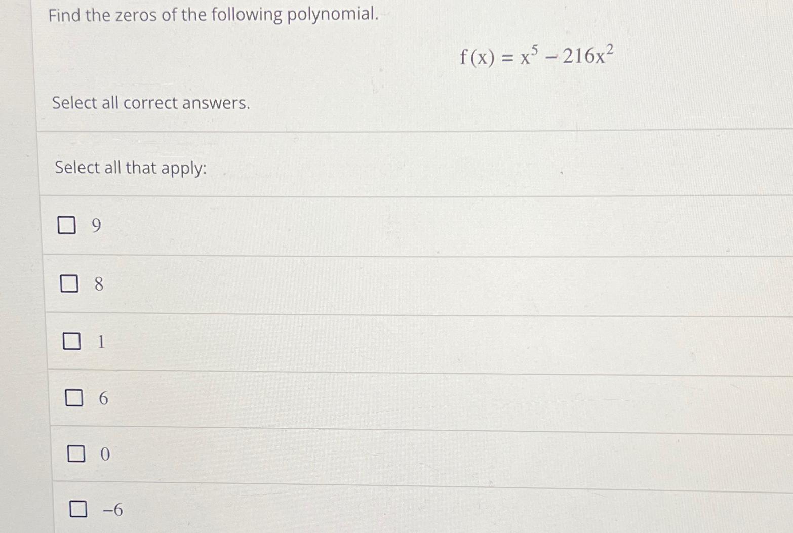 Solved Find the zeros of the following | Chegg.com