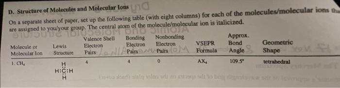 Solved una D. Structure of Molecules and Molecular lons On a | Chegg.com