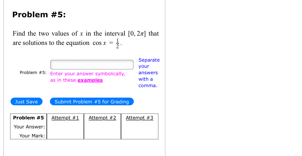 Solved Problem #5:Find the two values of x ﻿in the interval | Chegg.com