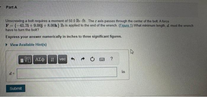 Solved Learning Goal: To be able to calculate the moment of | Chegg.com