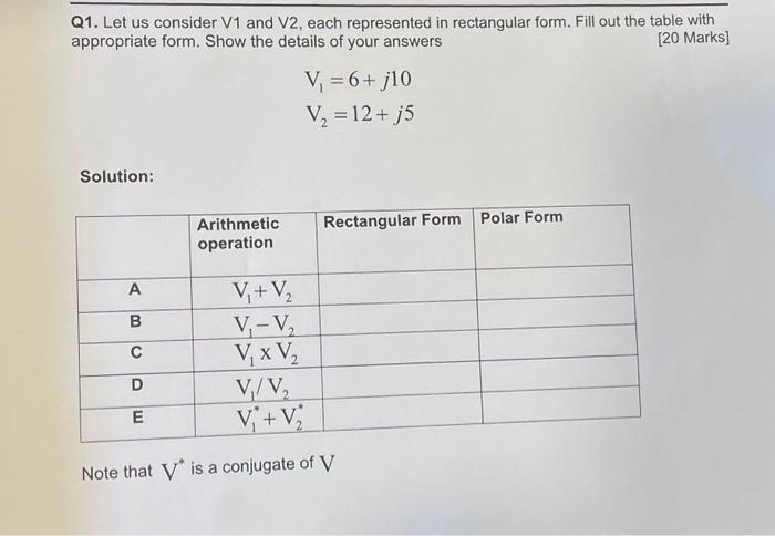 Solved Q1. Let us consider V1 and V2, each represented in | Chegg.com