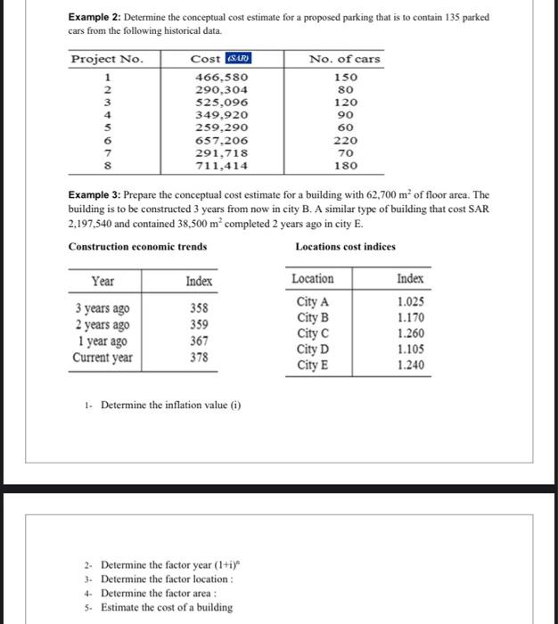 Solved Example 2: Determine the conceptual cost estimate for | Chegg.com