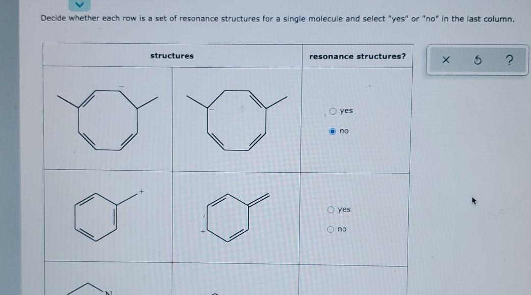 Solved Decide whether each row is a set of resonance | Chegg.com