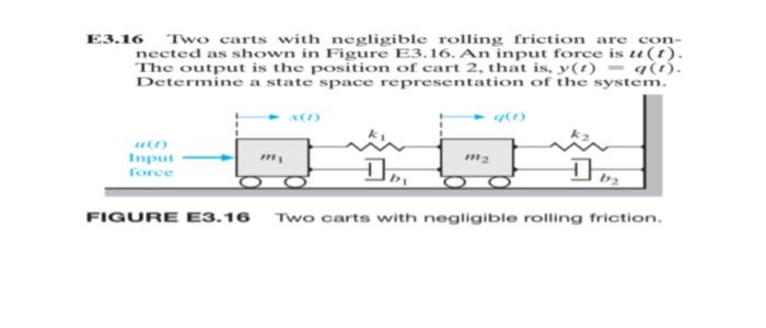 Solved E3.16 Two carts with negligible rolling friction are | Chegg.com