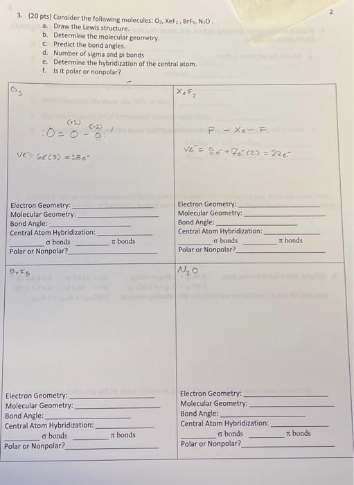 Solved 3. (20 pts) Consider the following molecules: | Chegg.com